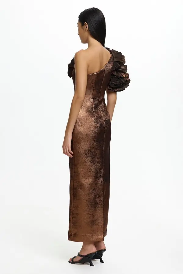 Acler Hampstead One-shoulder Frill Midi Dress