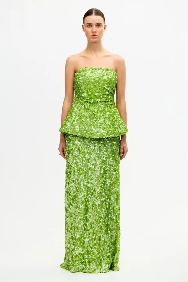 Acler Maxi Skirt With All-over Sequin Embellishment - Basil Green