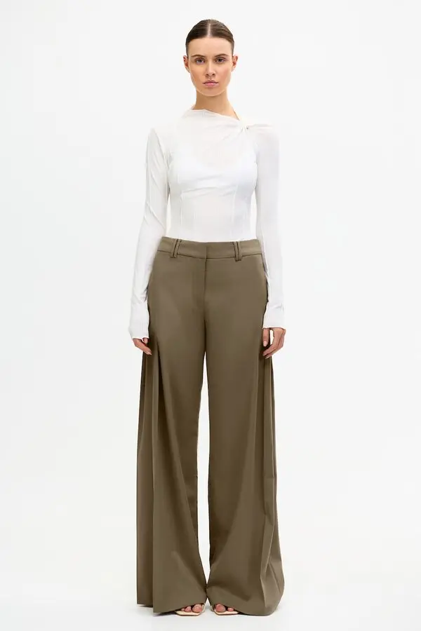 Acler Holmgate Tailored Straight Leg Trousers - Pecan