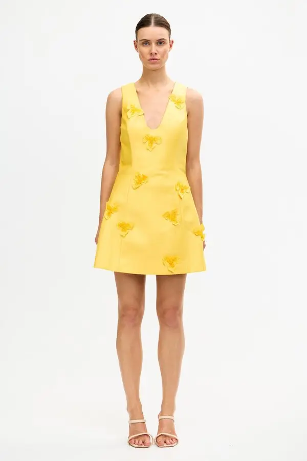 Acler Blairhall Mini Dress With Beaded Appliqués - Daffodil