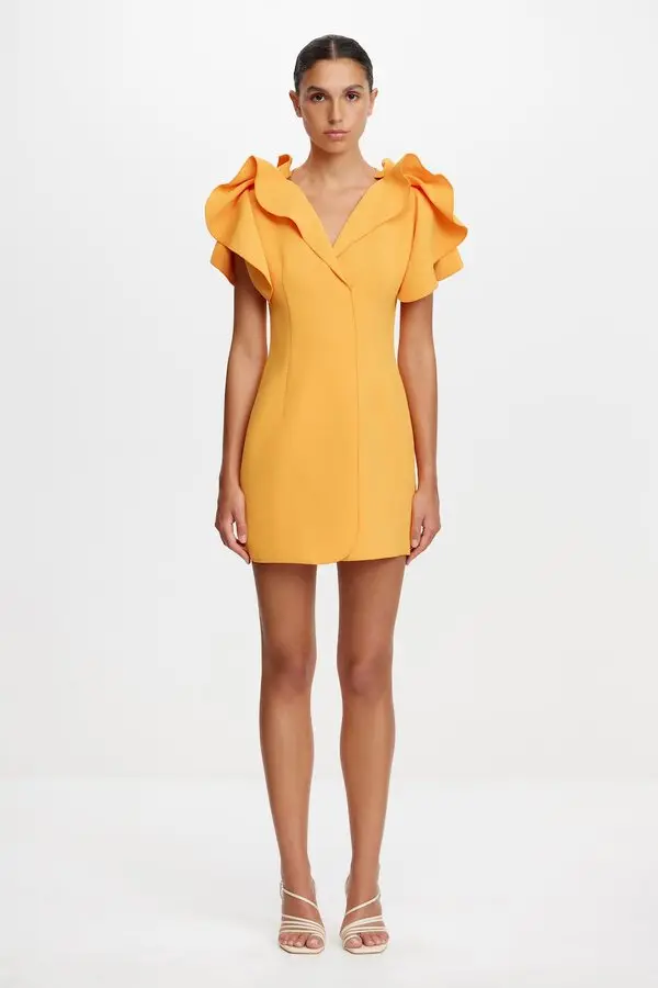 Acler Normanhill Mini Dress - Neon Mango