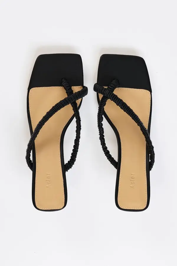 Acler Jordana Ruched Leather Heeled Sandals