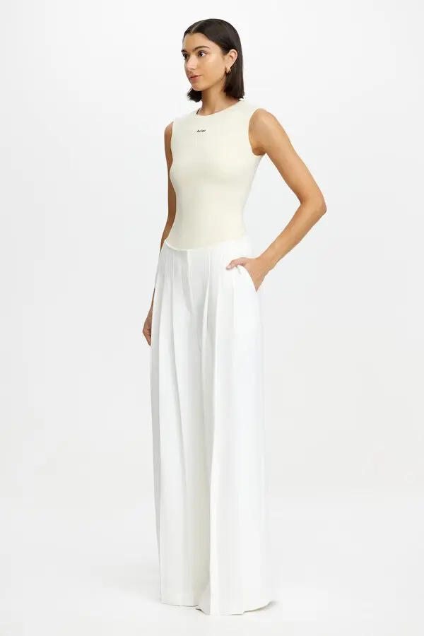 Acler Asselby Pant High-waisted Wide Leg Trousers - Ivory