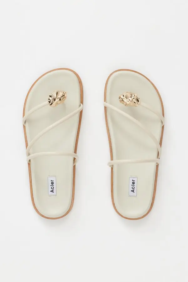Acler Boyd Leather Sandal With Gold Nugget Accent