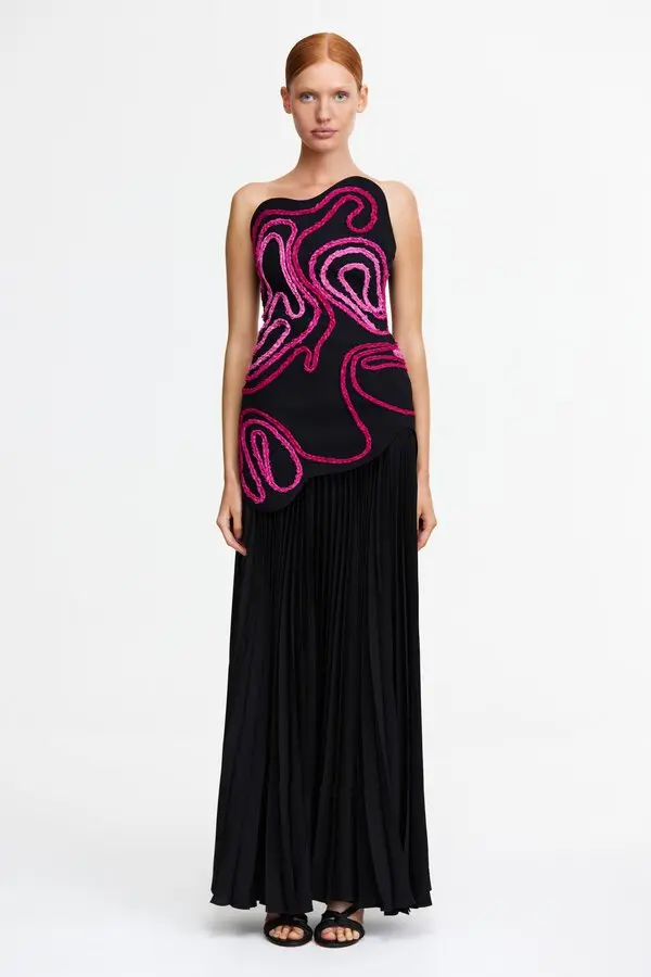 Acler Cliffhill Gown - Black & Iris