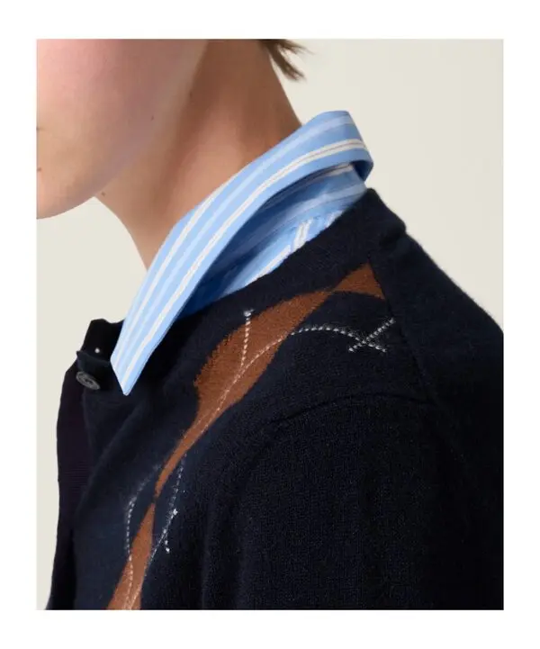 Miu Miu Argyle Crewneck Cardigan - No
