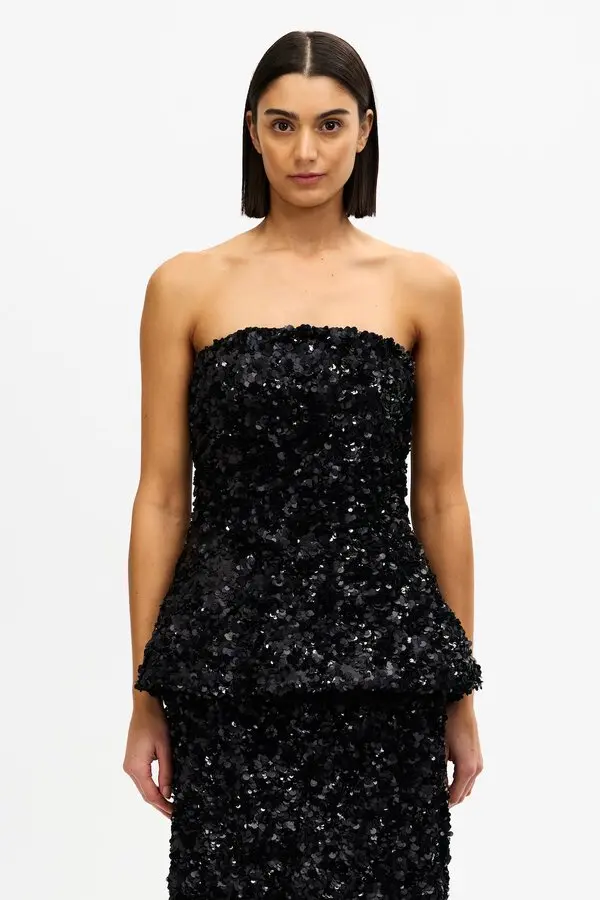 Acler Pipson Sequin Embellished Top - Black