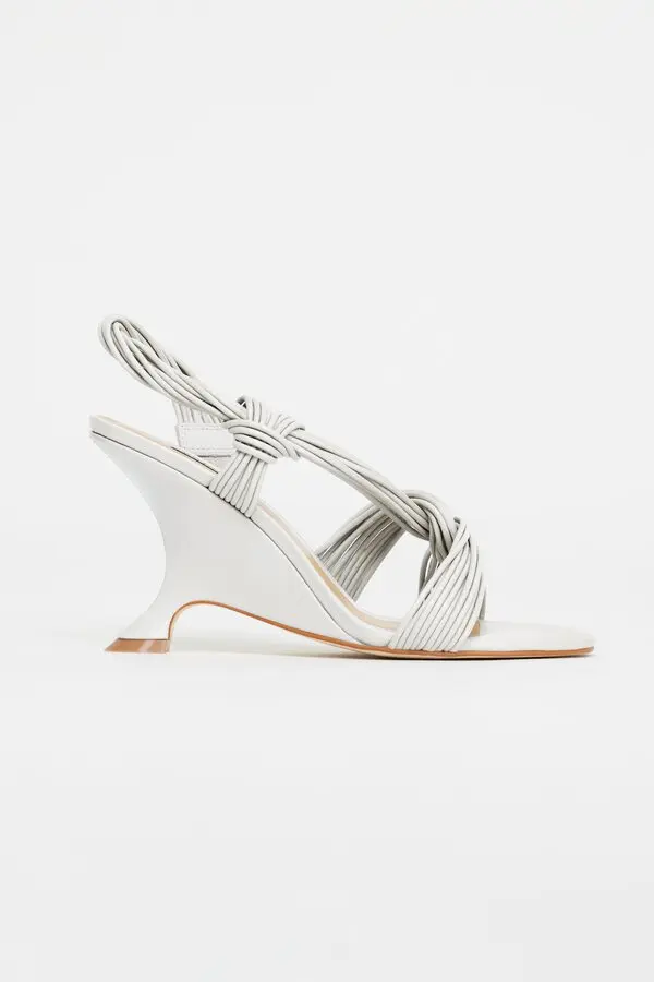 Acler Iverly Knot Wedge Sandals - Ivory
