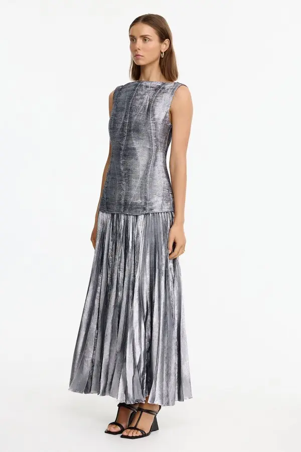 Acler Holden Maxi Dress - Metallic Silver