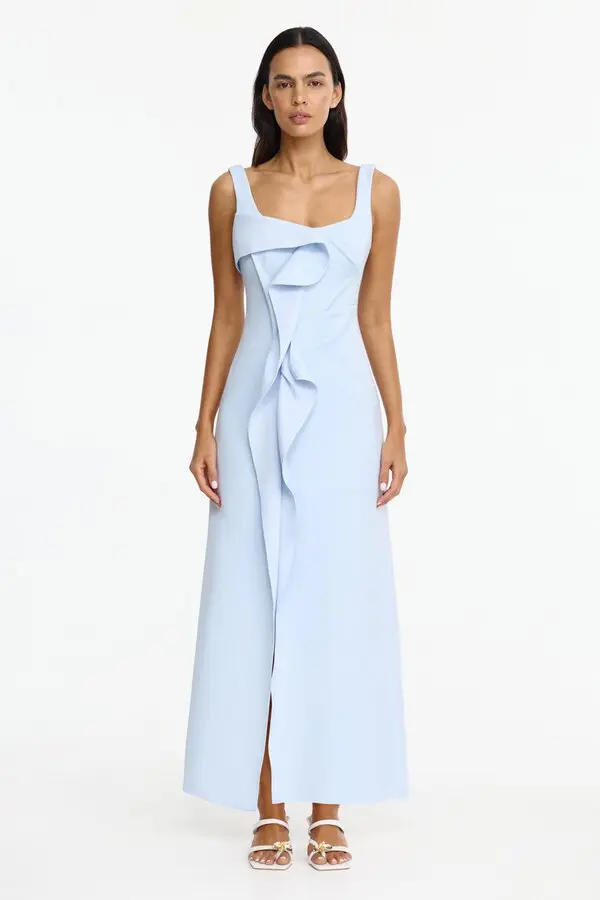 Acler Realbart Maxi Dress With Asymmetrical Ruffle Detail - Bluestar