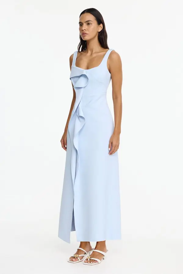 Acler Realbart Maxi Dress With Asymmetrical Ruffle Detail - Bluestar