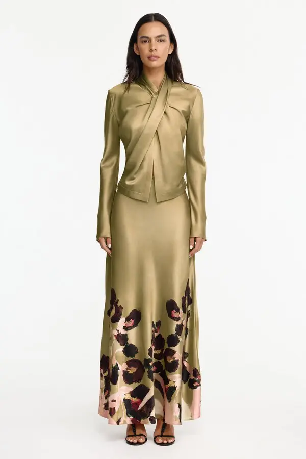 Acler Brosa Maxi Skirt Floral Print - Dusk Bulbs