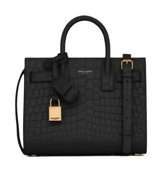 Saint Laurent Nano Sac De Jour Crocodile-effect Tote Bag - Black