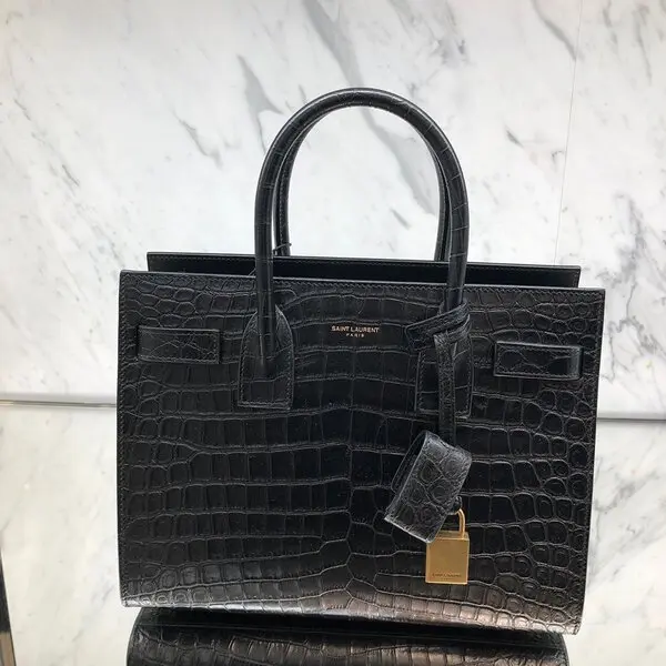 Saint Laurent Nano Sac De Jour Crocodile-effect Tote Bag - Black