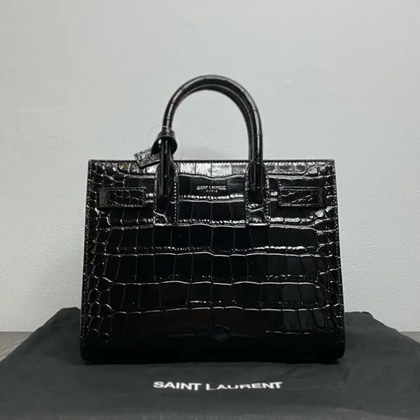 Saint Laurent Nano Sac De Jour Crocodile-effect Tote Bag - Black