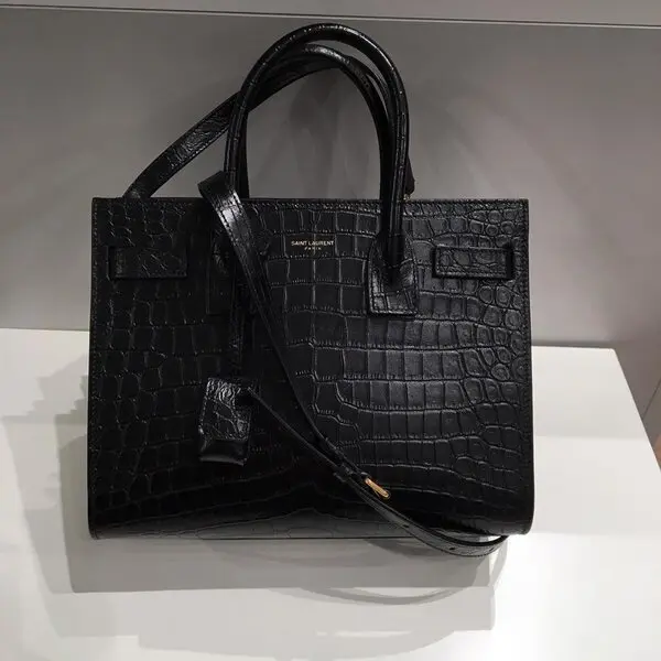 Saint Laurent Nano Sac De Jour Crocodile-effect Tote Bag - Black