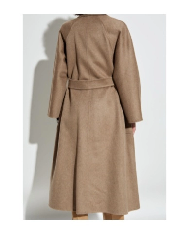 Max Mara Ludmilla Belted Long-sleeved Coat - Hazelnut Brown