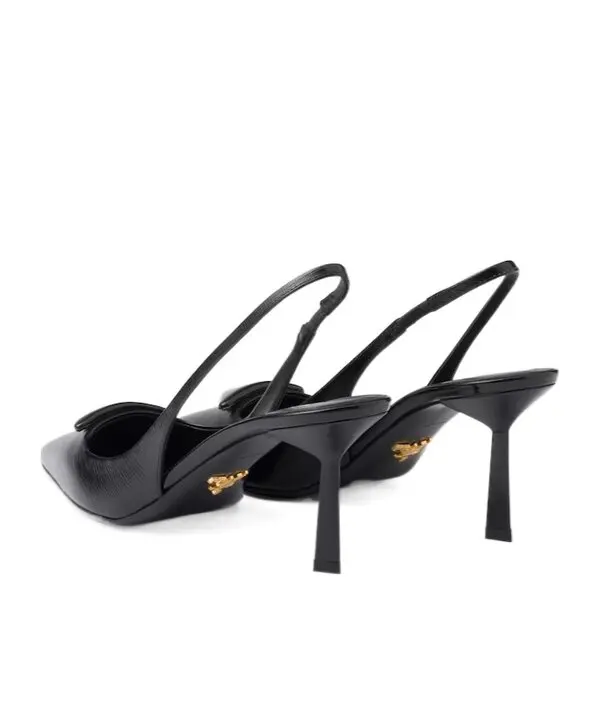 Prada Triangle-logo Pointed-toe Slingback Pumps - Black