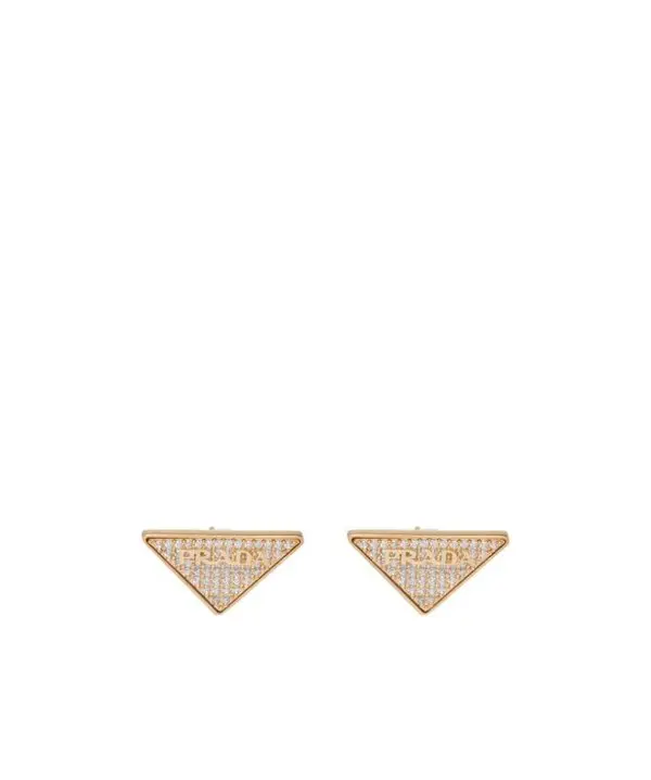 Prada Crystal Logo Jewels Zirconia Earrings - Yellow