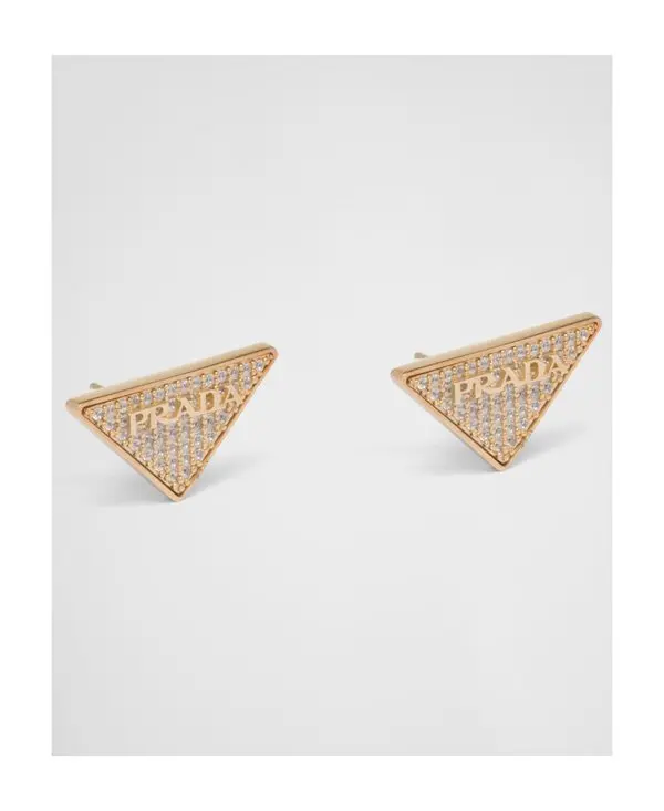 Prada Crystal Logo Stud Earrings