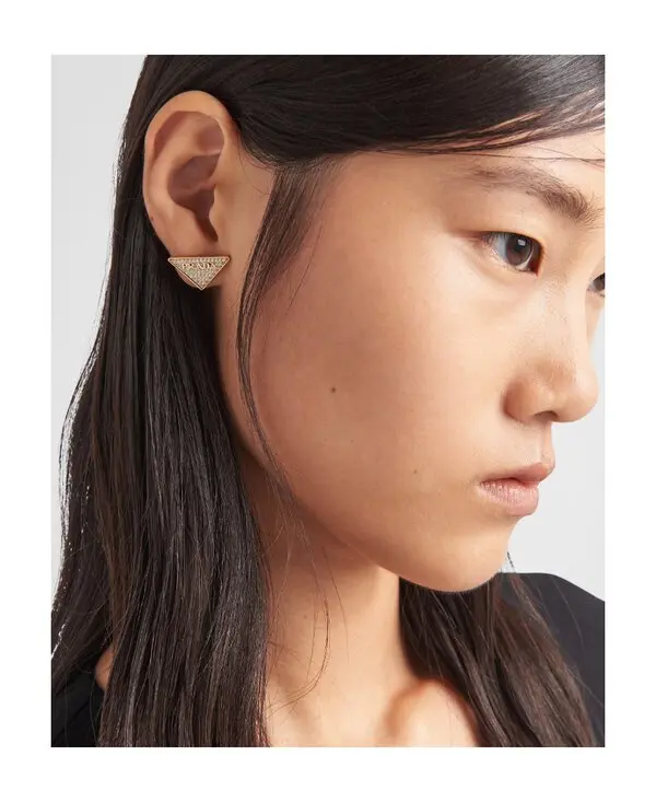 Prada Crystal Logo Stud Earrings