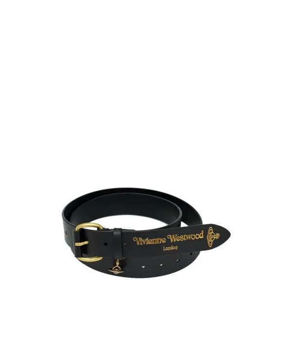 VIVIENNE WESTWOOD Wide Alex Charm Leather Belt - Black