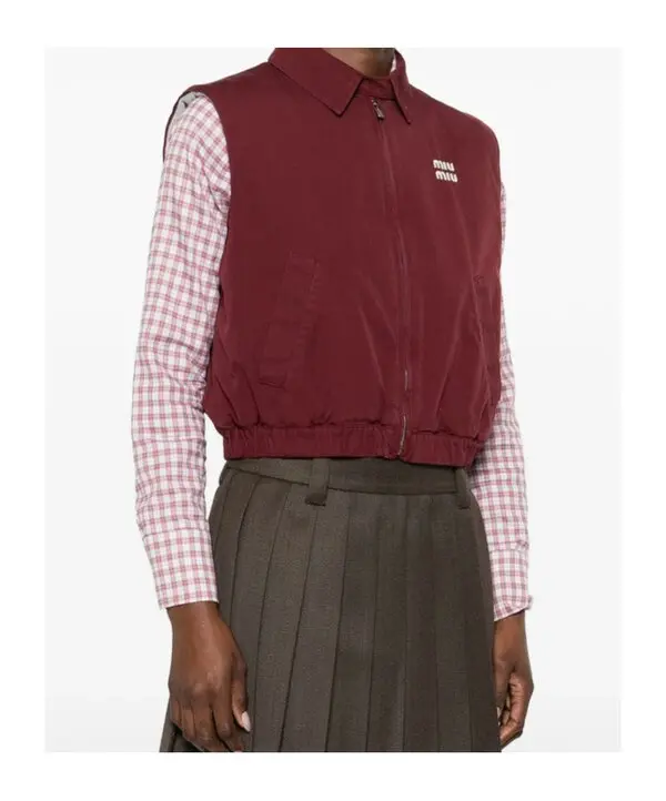 Miu Miu Logo-embroidered Zipped Gilet
