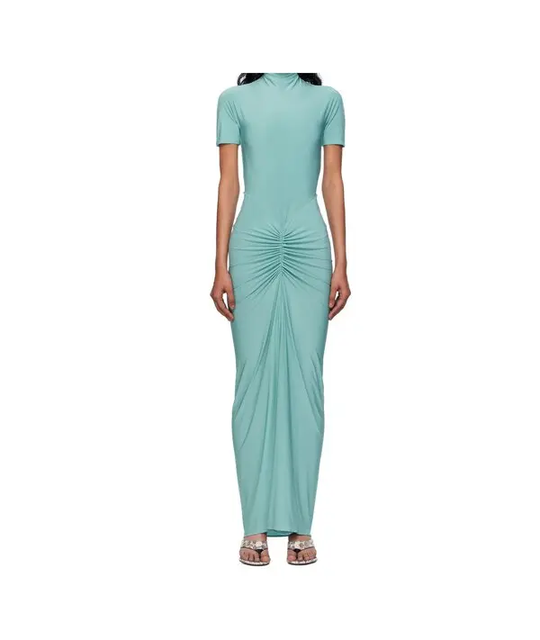 Alaïa Gathered Soft Jersey Maxi Dress