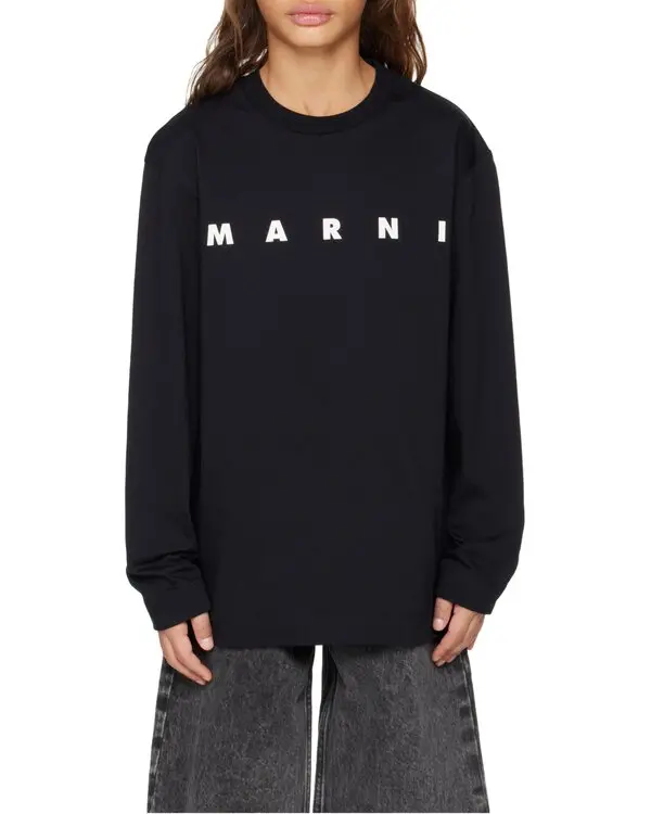 Marni Crew Neck Long Sleeve T-shirt With Logo