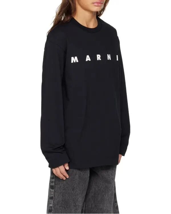 Marni Crew Neck Long Sleeve T-shirt With Logo