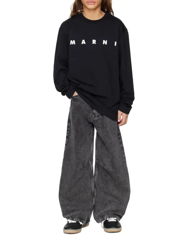 Marni Crew Neck Long Sleeve T-shirt With Logo