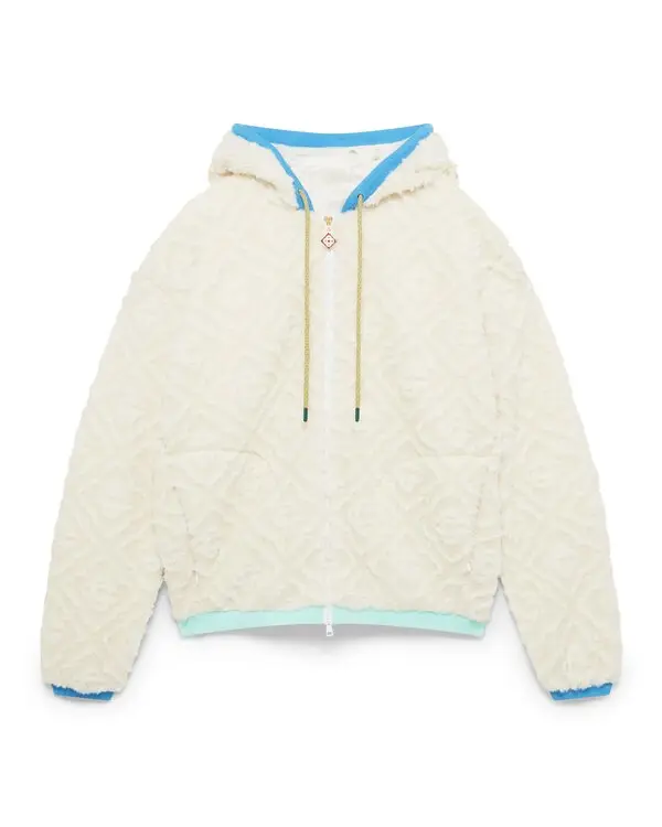 Casablanca Shearling Zip-up Hooded Jacket - Off-white