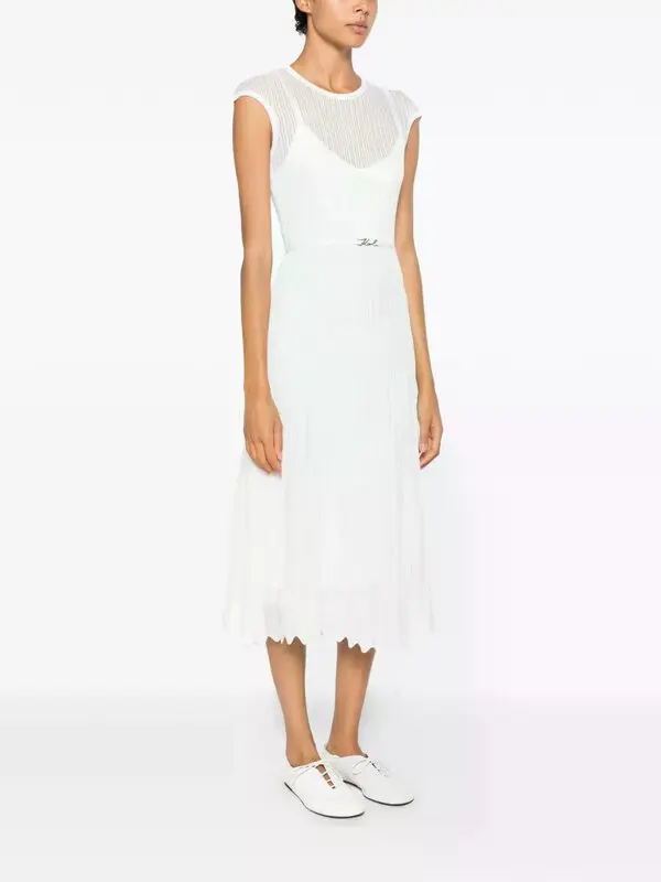 Karl Lagerfeld Pointelle-knit Belted Midi Dress