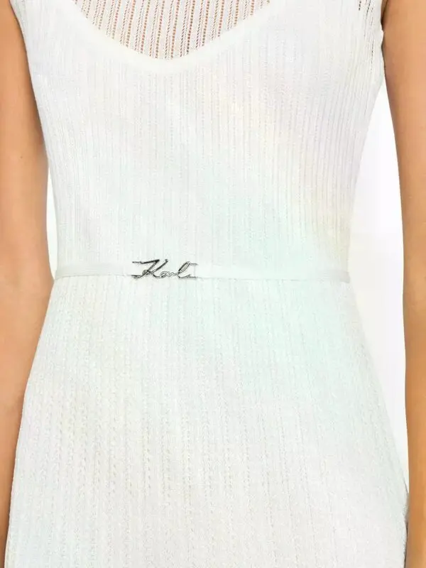 Karl Lagerfeld Pointelle-knit Belted Midi Dress
