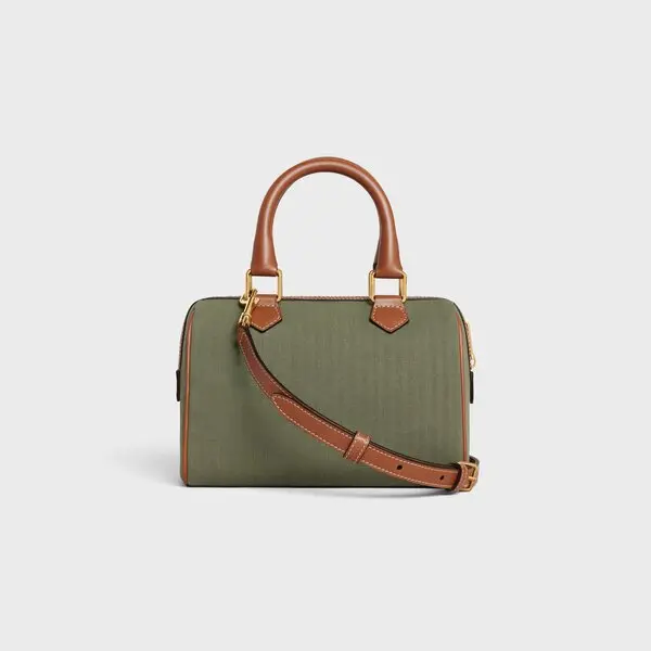 Celine Boston Bag In Textile And Calfskin