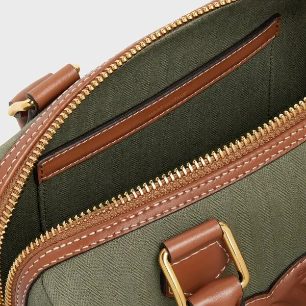 Celine Boston Bag In Textile And Calfskin