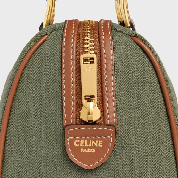 Celine Boston Bag In Textile And Calfskin