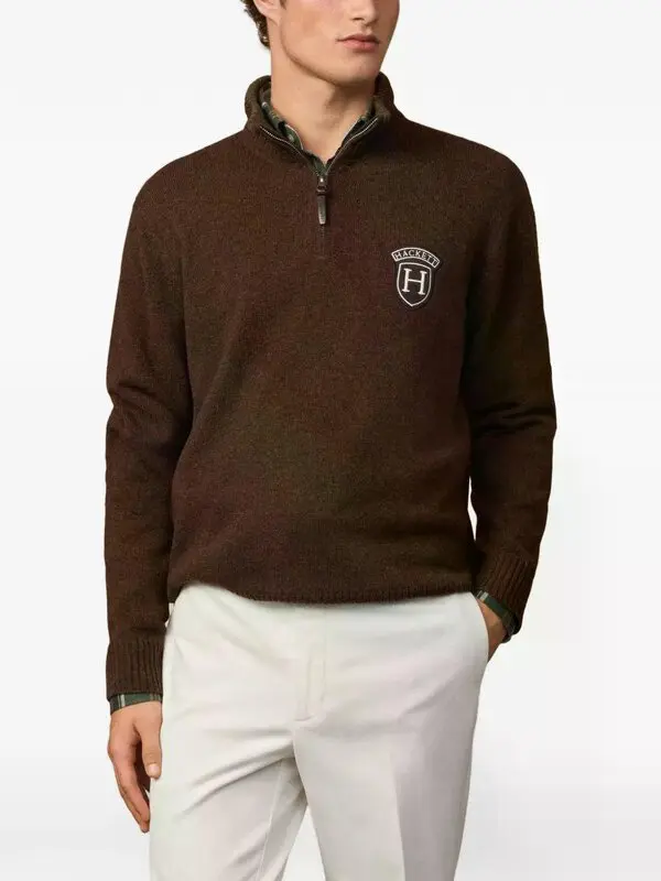 HACKETT LONDON Merino Wool Quarter-zip Sweater