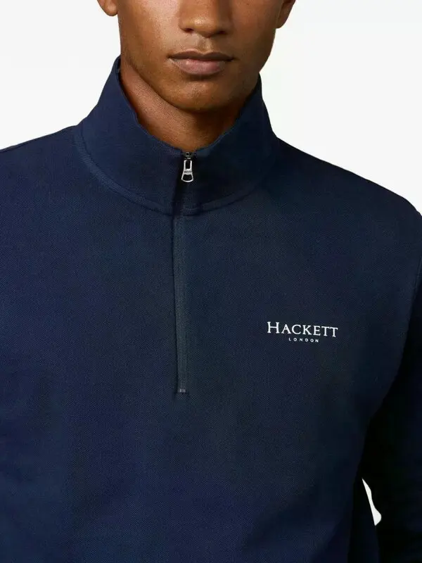 HACKETT LONDON Pique-knit Quarter-zip Sweater