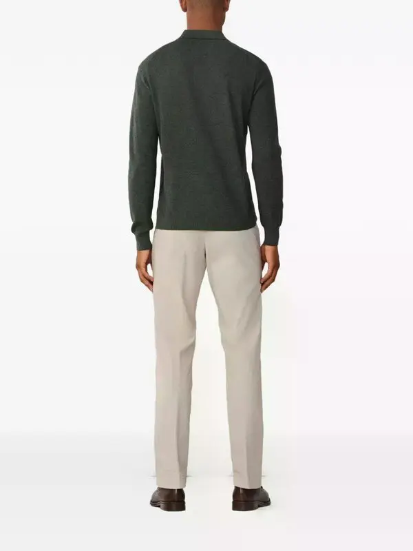 HACKETT LONDON Textured-knit Long-sleeve Polo Shirt