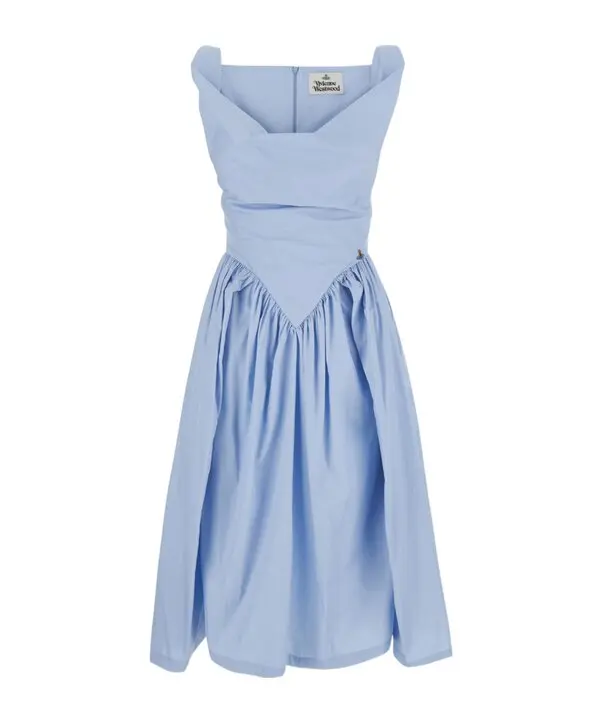 VIVIENNE WESTWOOD Sleeveless Midi Dress With Logo Decoration - Blue