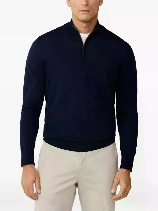 HACKETT LONDON Merino-wool Quarter-zip Sweatshirt