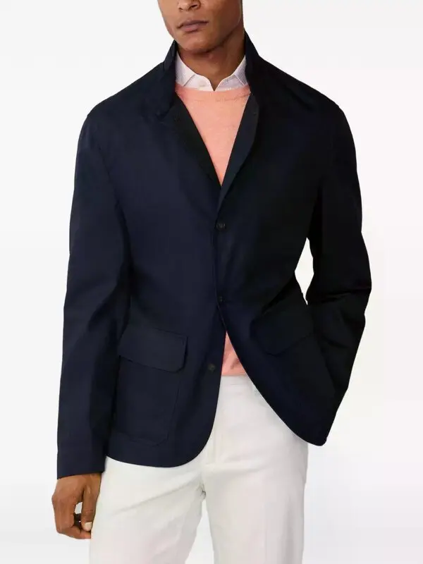 HACKETT LONDON Water-resistant Stand-collar Single-breasted Cotton Blazer