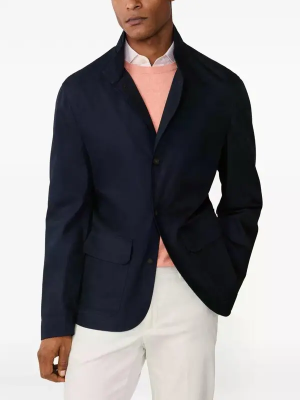 HACKETT LONDON Water-resistant Stand-collar Single-breasted Cotton Blazer