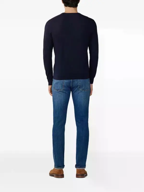 HACKETT LONDON Embroidered-detail V-neck Sweater