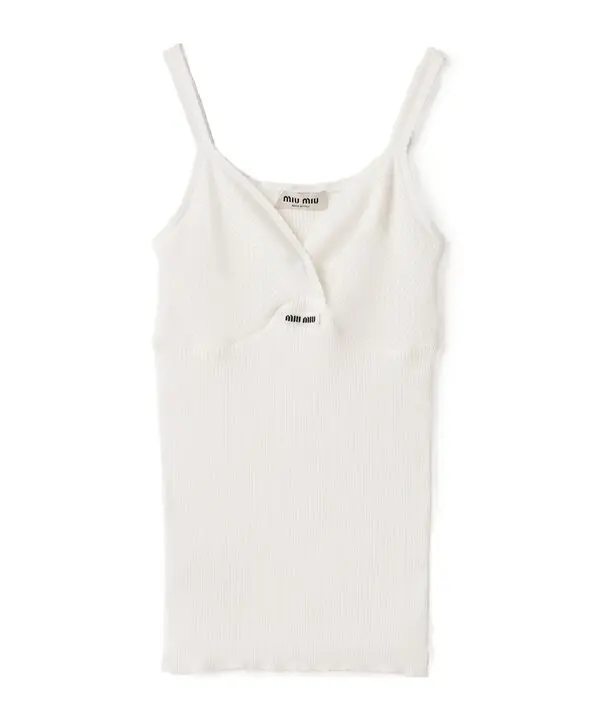 Miu Miu Ribbed Knit Logo Patch Camisole