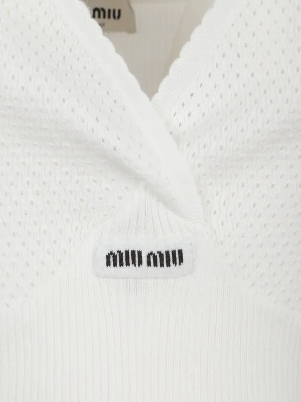 Miu Miu Ribbed Knit Logo Patch Camisole