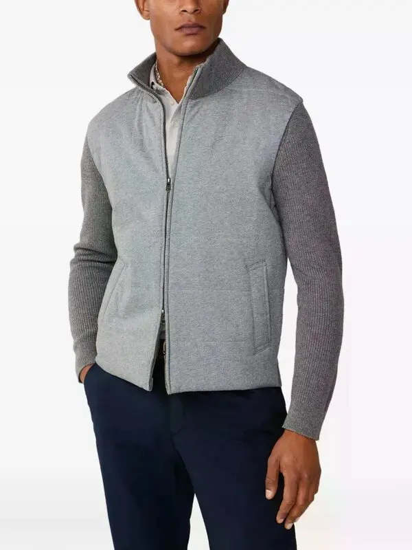 HACKETT LONDON Ribbed-knit Hybrid Cardigan