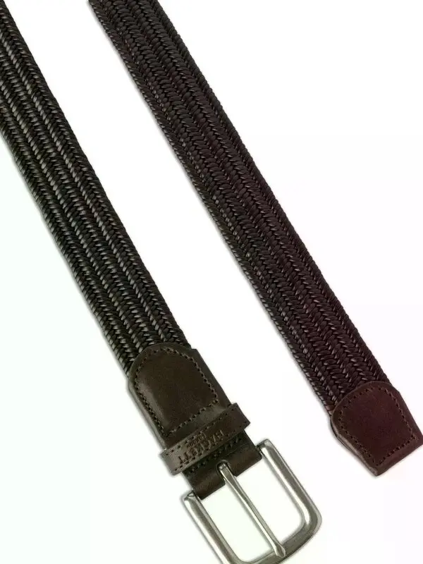 HACKETT LONDON Braided Leather Belt With Silver-tone Buckle