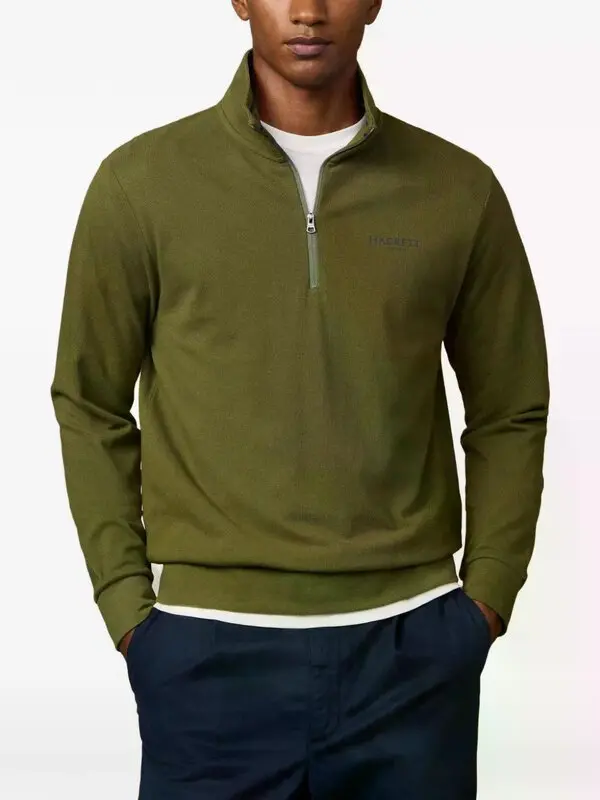 HACKETT LONDON Pique-knit Quarter-zip Sweater